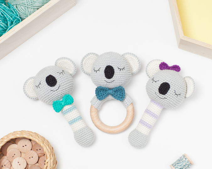 Koala baby rattle crochet pattern » Weave Crochet